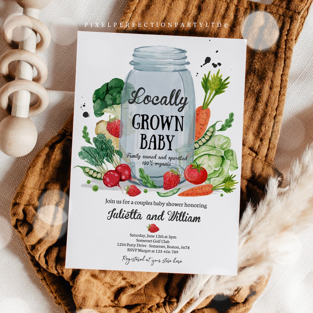 Editable Locally Grown Baby Shower Invitation Farmers Market Baby ...