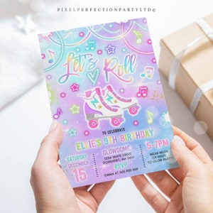 Editable Roller Skating Invitation Pastel Cosmic Galaxy Roller - Etsy