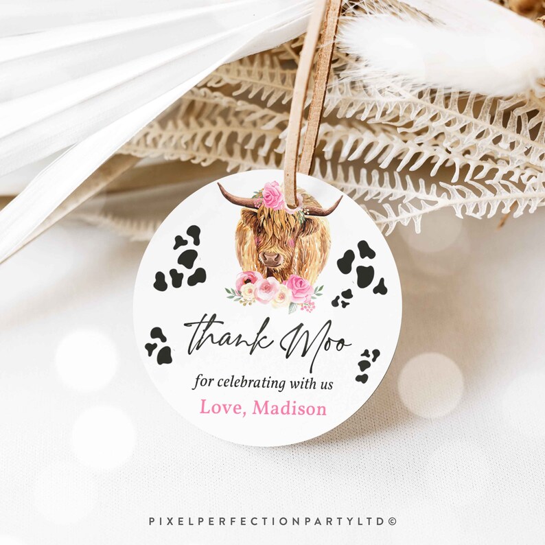Editable Highland Cow Birthday Party Favor Tags Holy Cow Birthday Decor ...