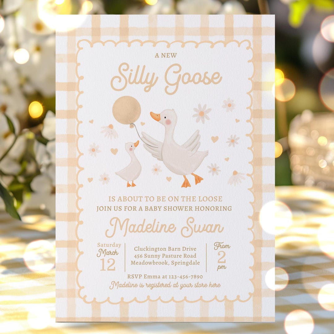 Editable Silly Goose Baby Shower Invitation Gender Neutral Goose Baby ...