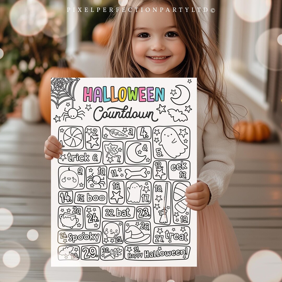 Halloween Countdown Coloring Sheet Halloween Classroom Coloring Page ...
