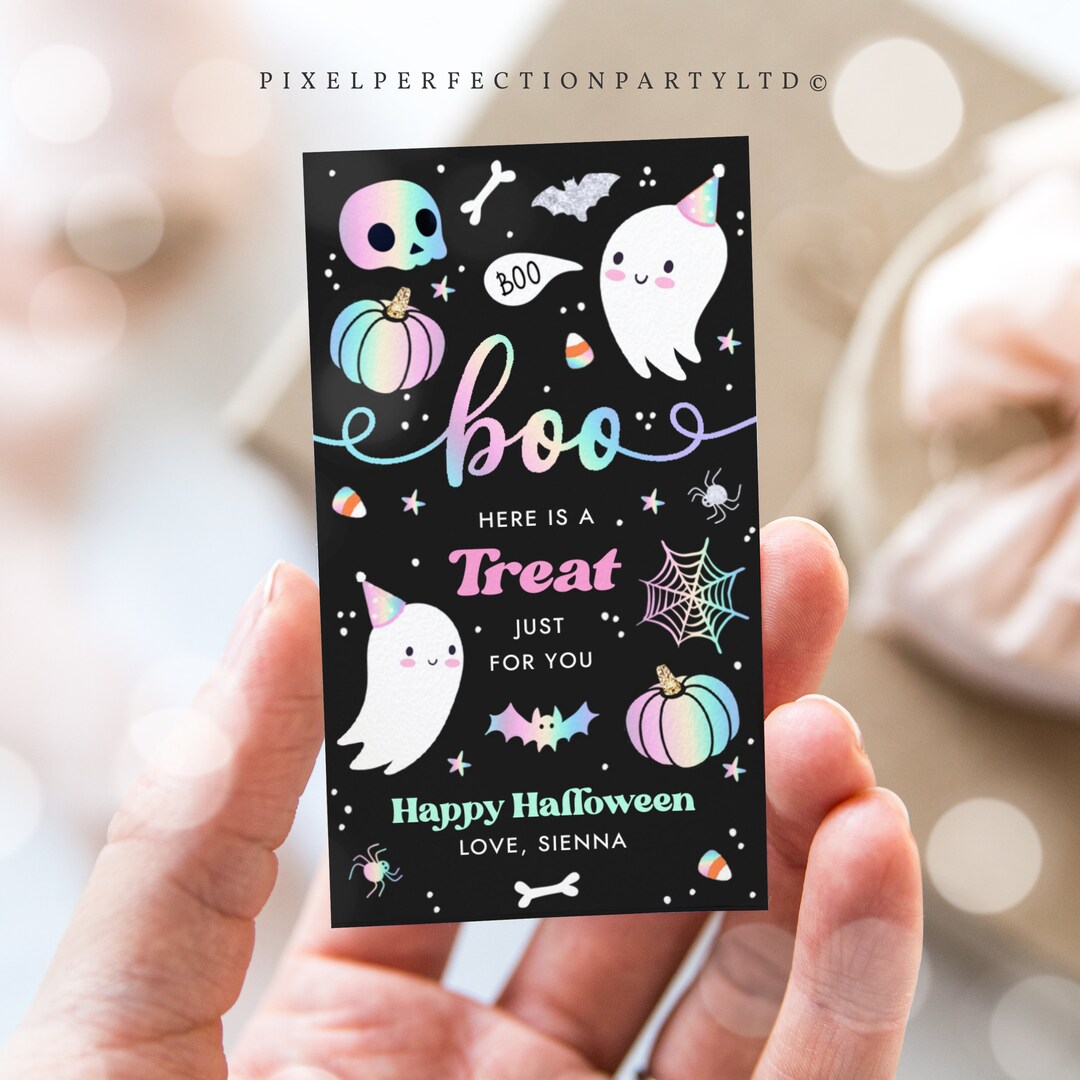 Editable Halloween Gift Tag Pink Ghost Boo Halloween Trick or Treat ...