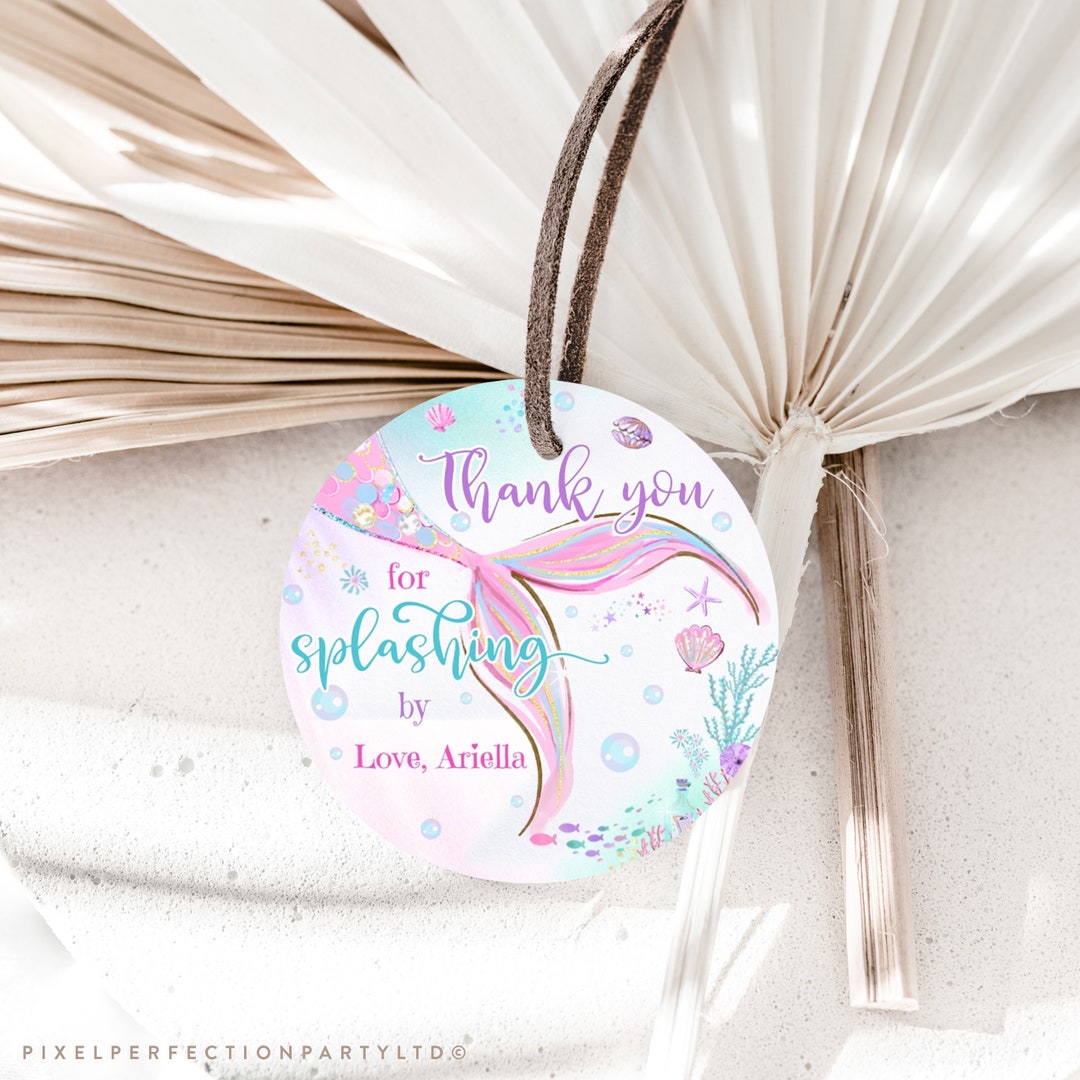 Editable Mermaid Birthday Favor Tag Mermaid Gift Tag Whimsical - Etsy
