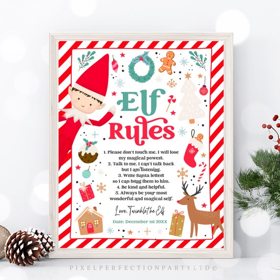 Editable Elf Rules To Follow Elf Arrival Rules Elf No Touching Elf Sign ...