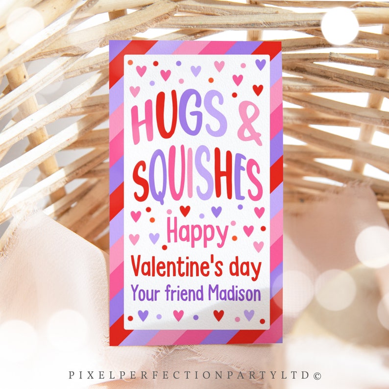 Editable Squishy Valentines Gift Tags Hugs and Squishes - Etsy
