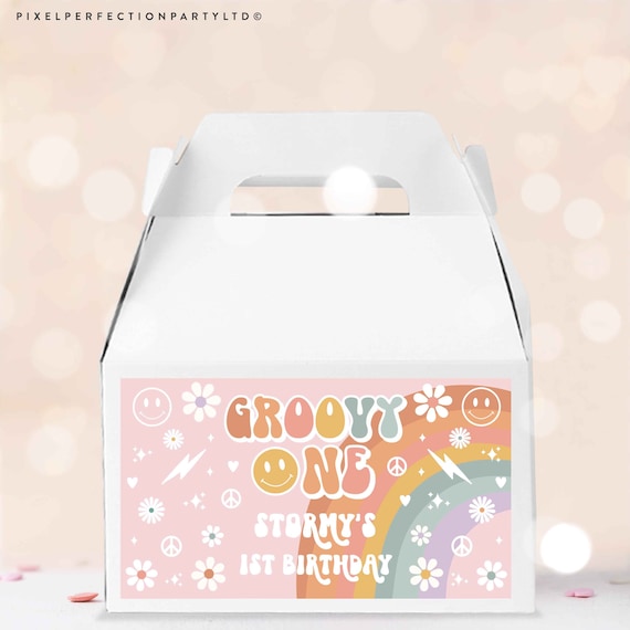 Editable Groovy Birthday Party Gable Box Favor Label Groovy One ...