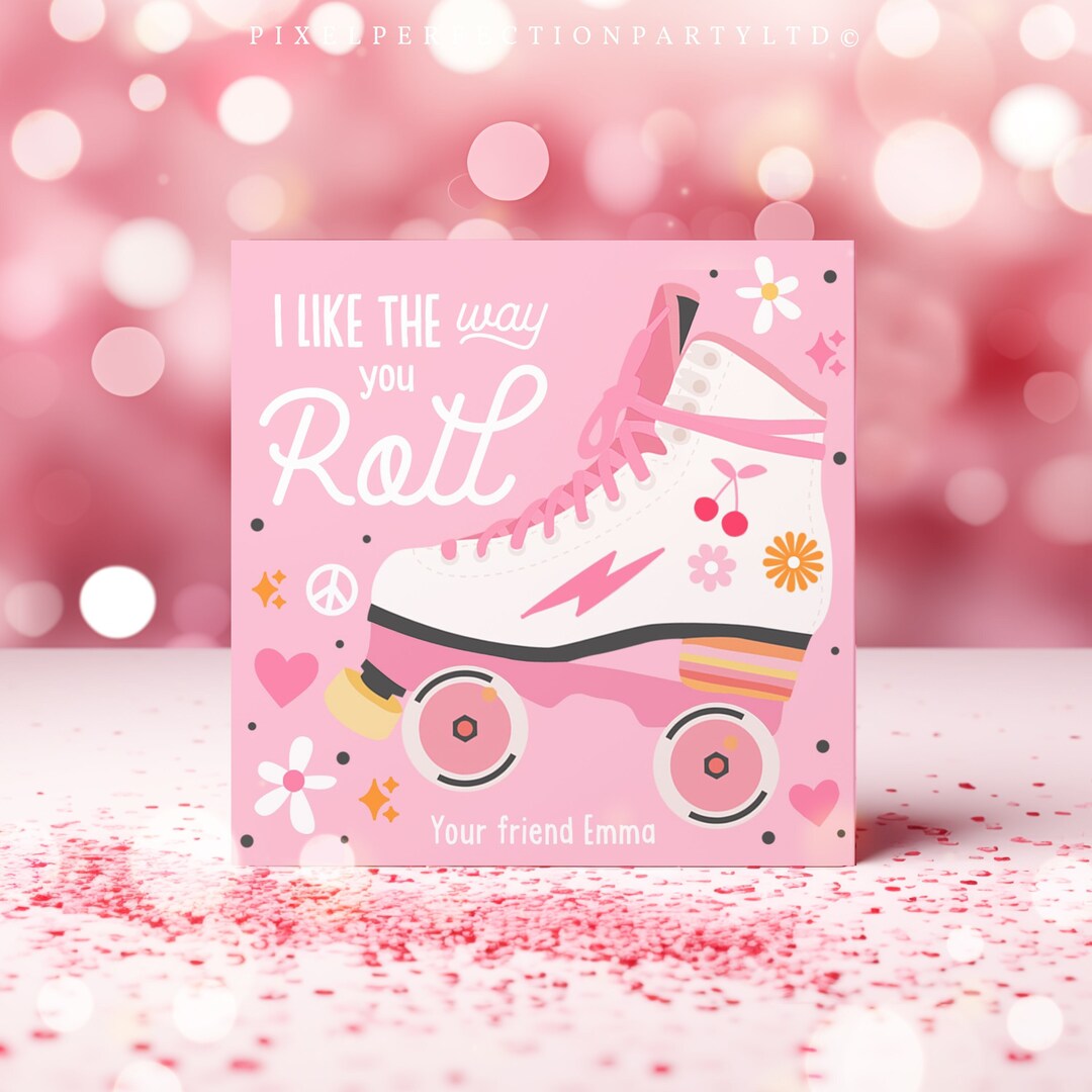 Editable Roller Skate Valentine's Day Gift Tag Valentine I Like the Way ...