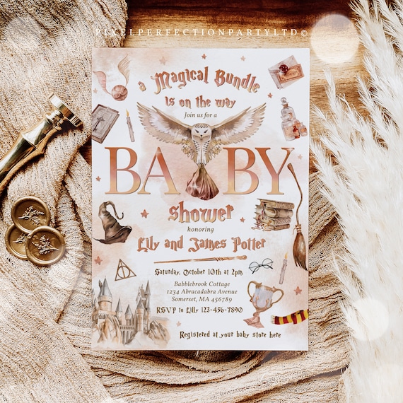 Editable Wizard Baby Shower Invitation A Magical Bundle Is On The Way ...