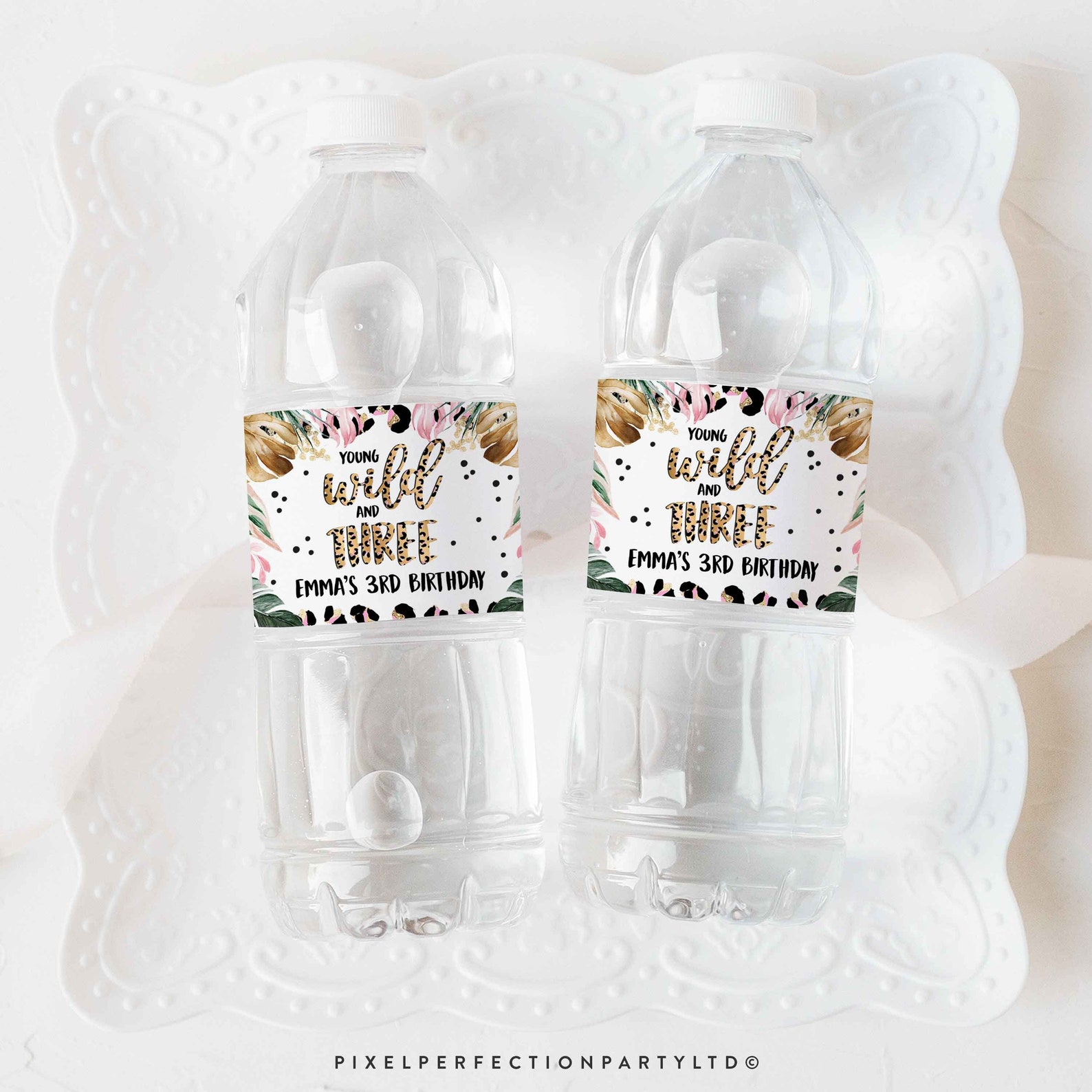 Editable Safari Leopard Print Water Bottle Labels Wild & Three - Etsy