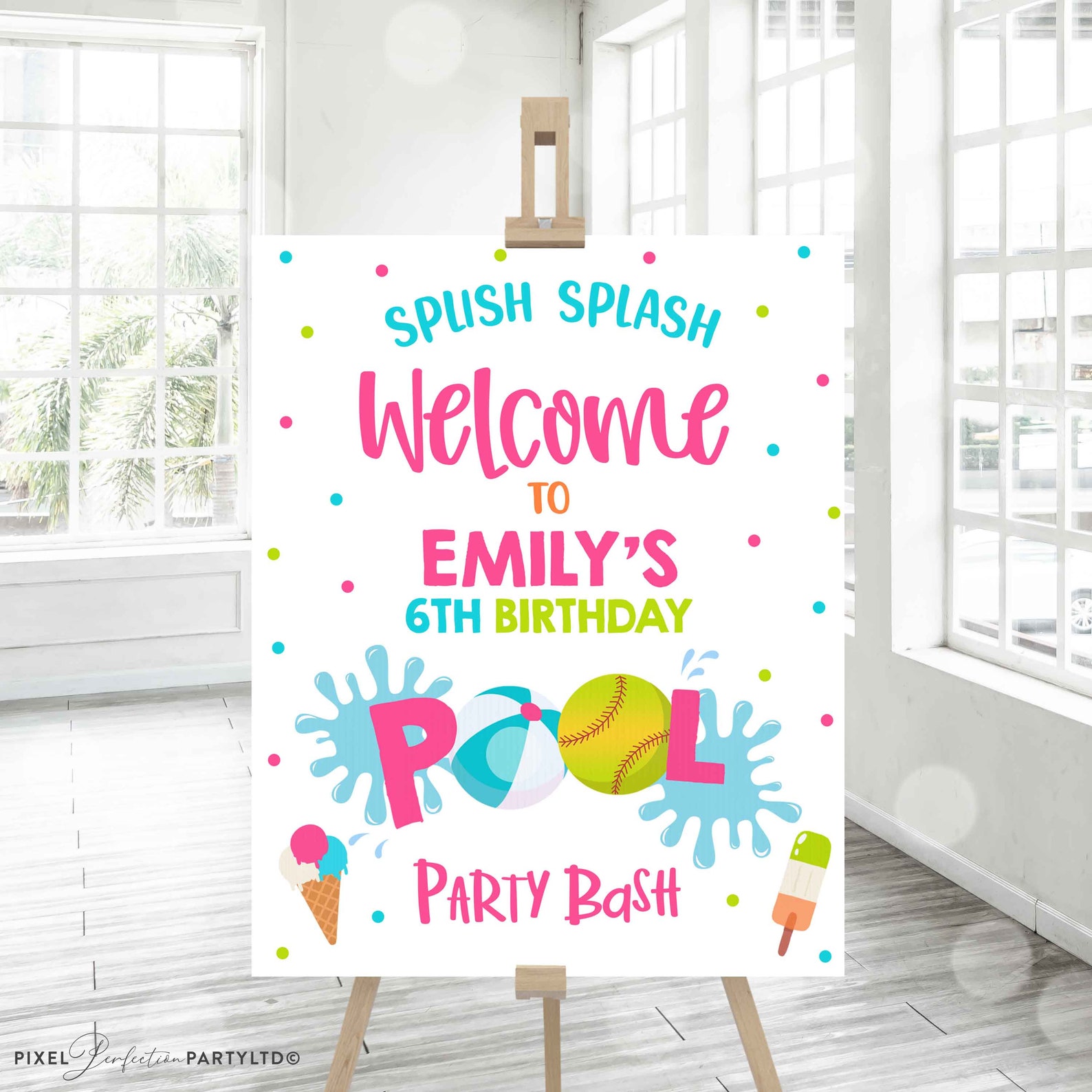 Editable Softball Pool Party Welcome Sign Girl Summer Pool - Etsy