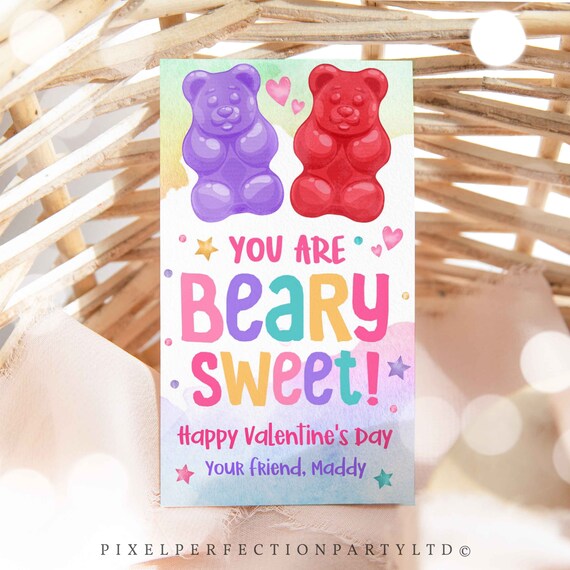 Editable Valentine's Day You Are Beary Sweet Gift Tag Gummy Bear ...