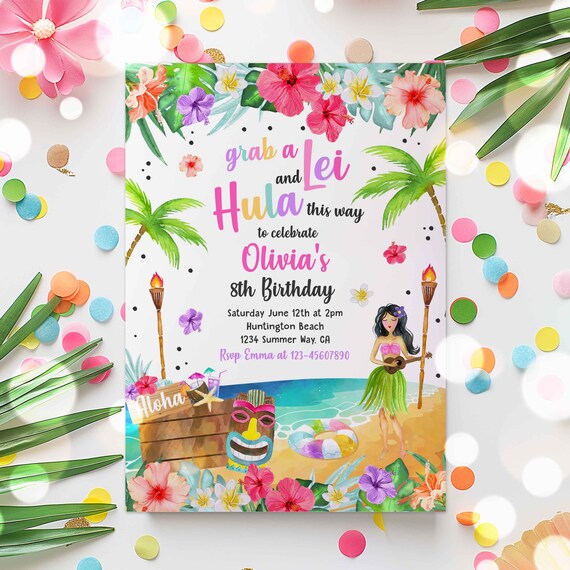 Luau Background Invitation Surprise