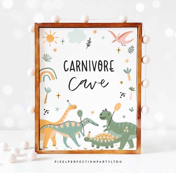 Dinosaur Carnivore Cave Birthday Party Sign Carnivore Snacks Sign ...