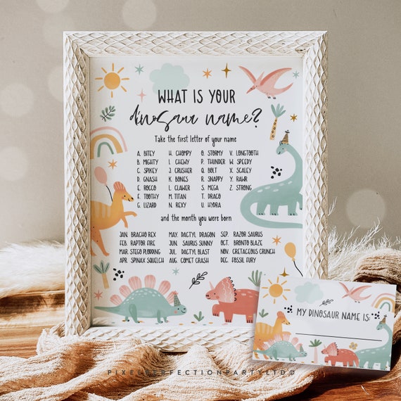 What Is Your Dinosaur Name Game Dinosaur Party Game Dinosaur Party ...