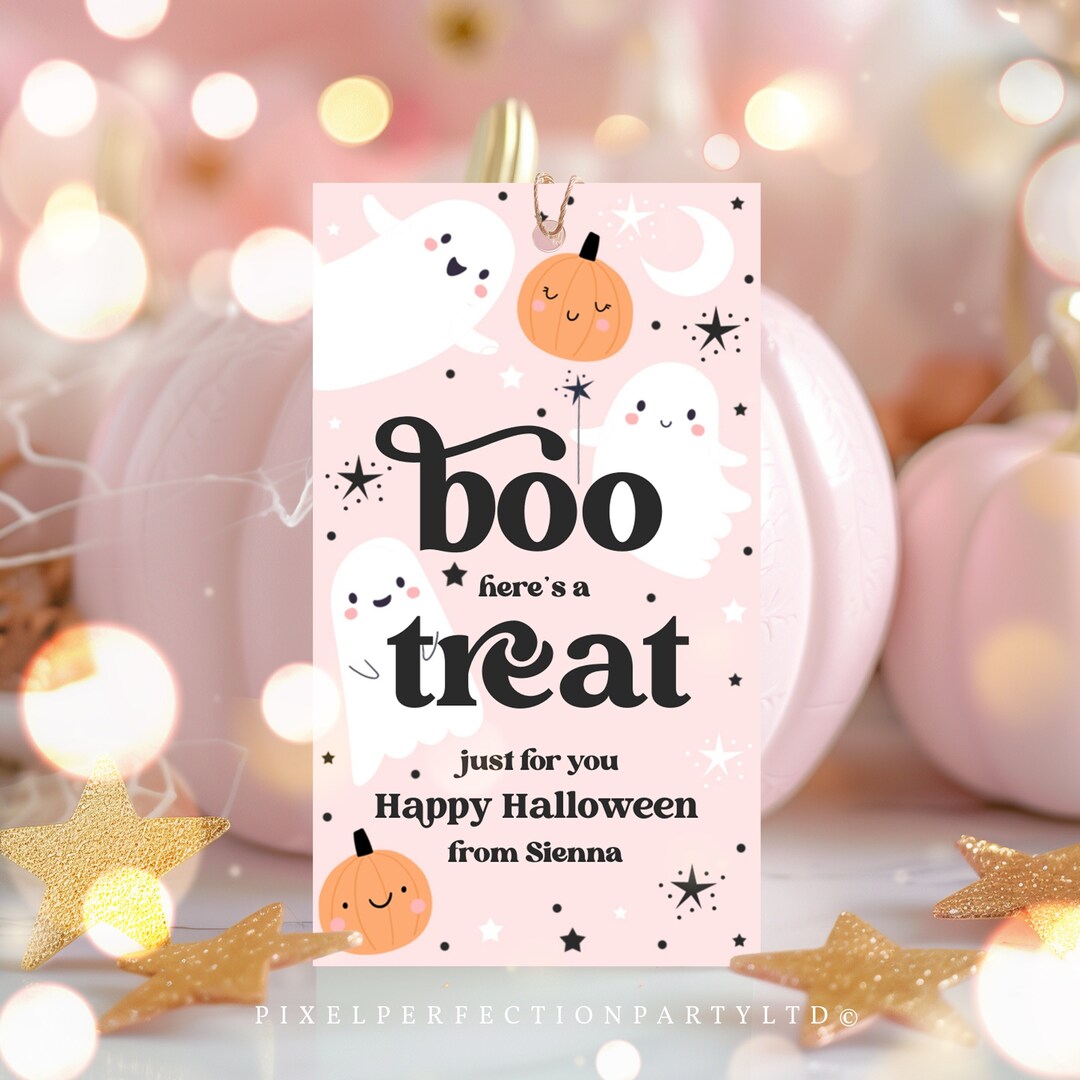 Editable Halloween Ghost Gift Tag Boo Here's A Treat for You Tag Trick ...