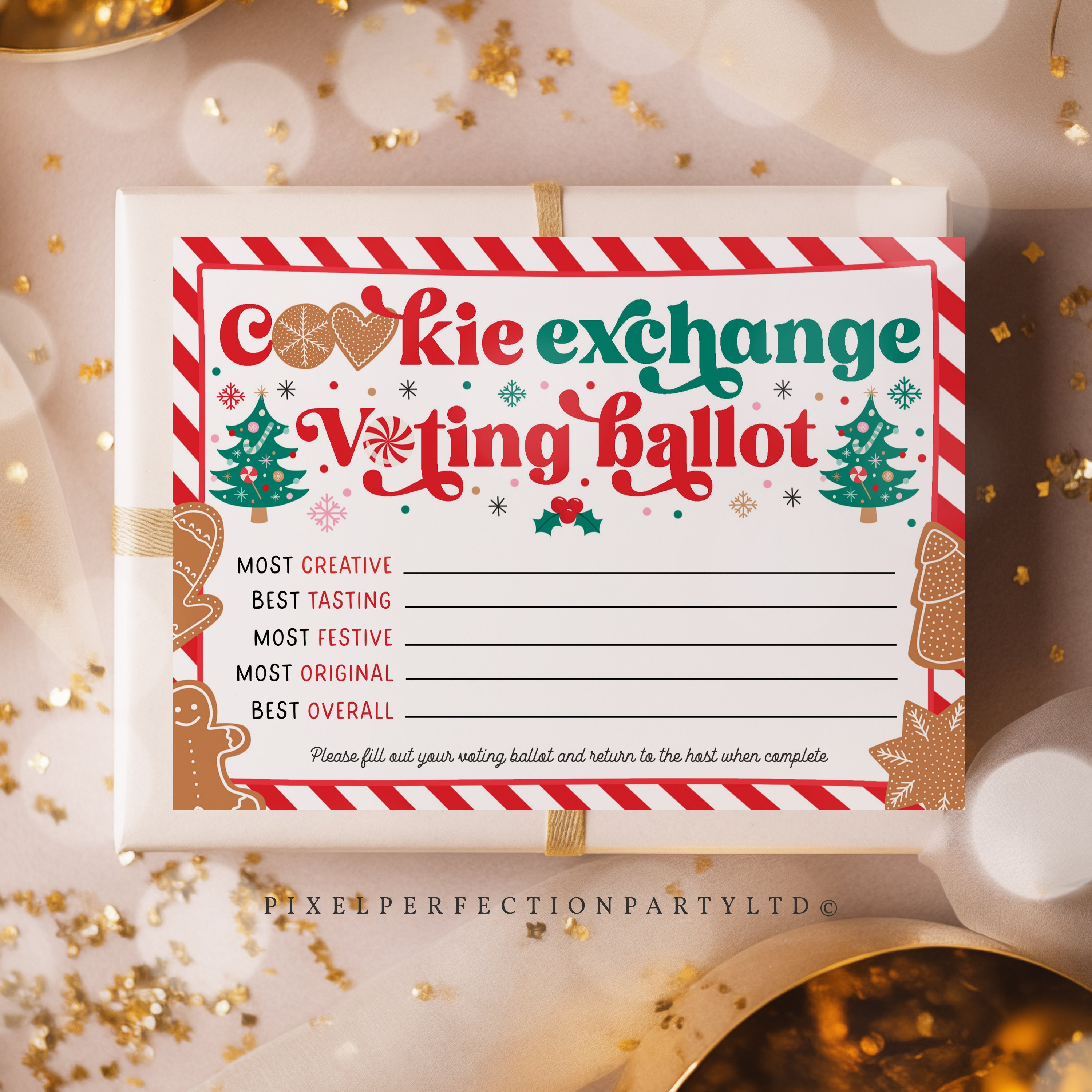 Editable Cookie Voting Ballots Card Cookies Exchange Voting Card Cookie ...