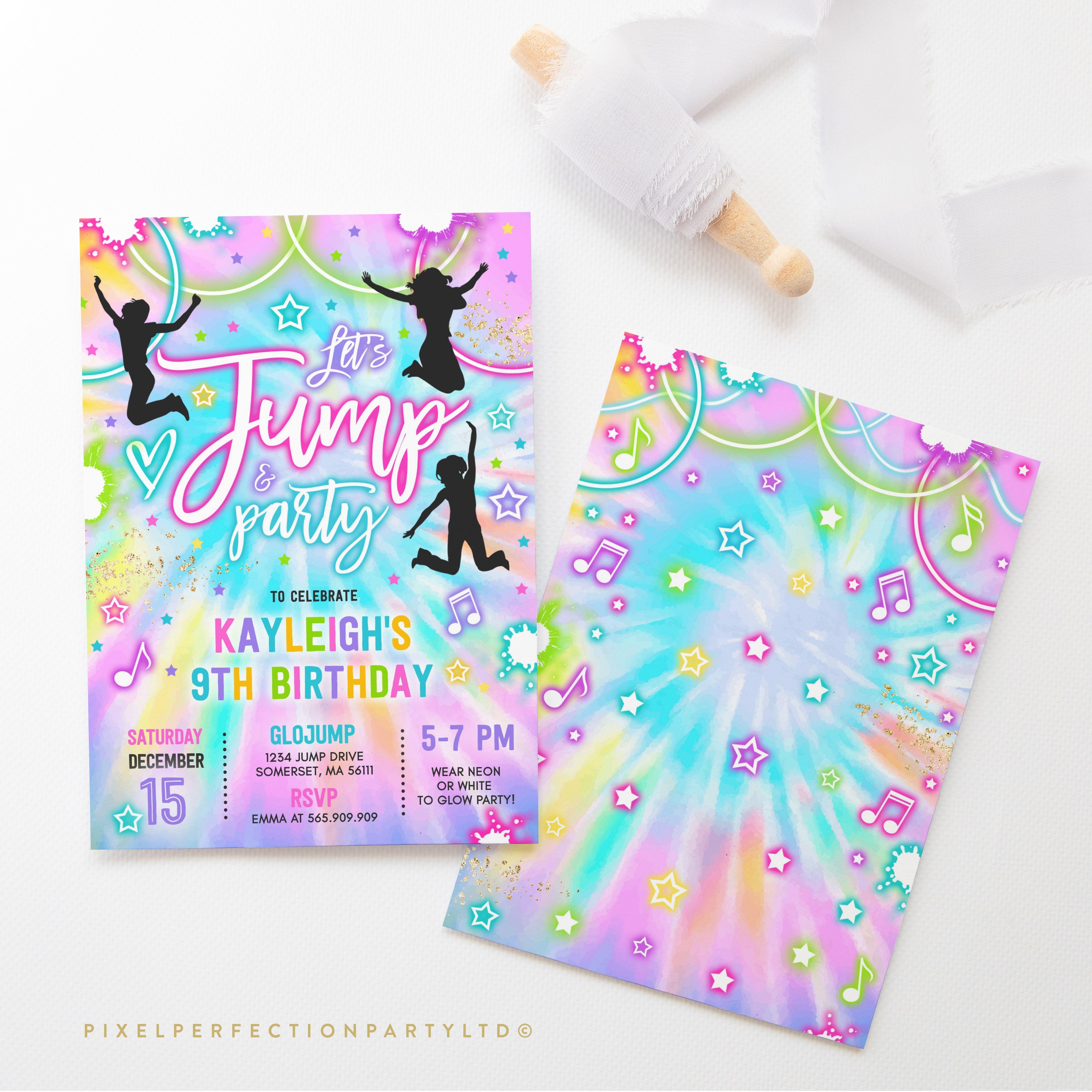 Editable Jump Birthday Party Invitation Tie Dye Jump Birthday | Etsy