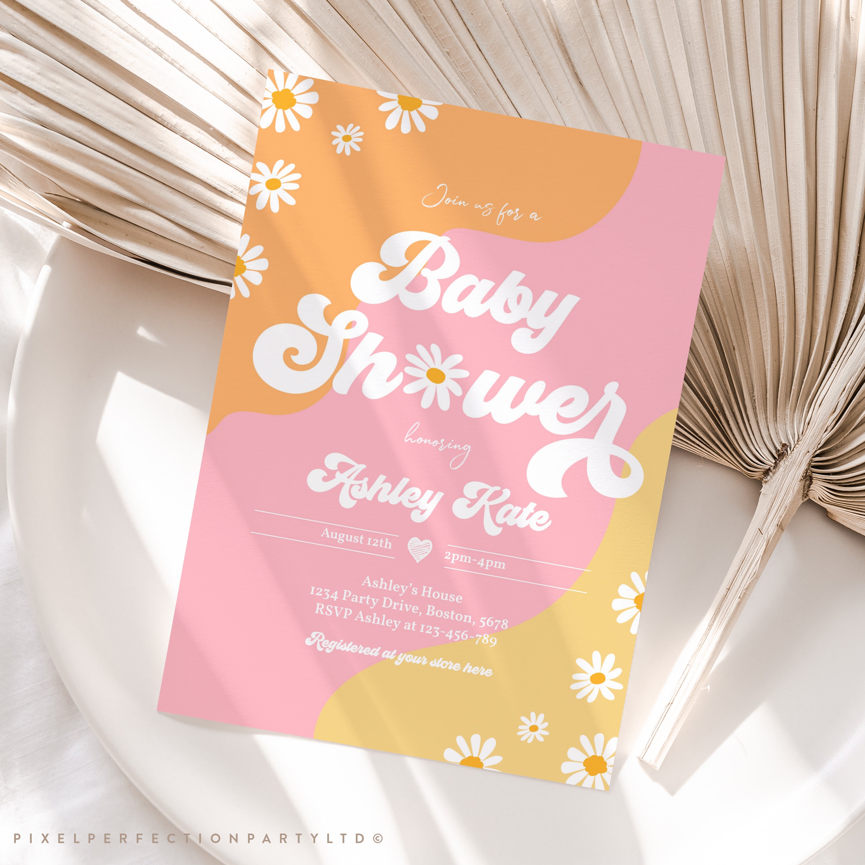 Editable Retro Baby Shower Invitation Retro Bohemian Hippie - Etsy