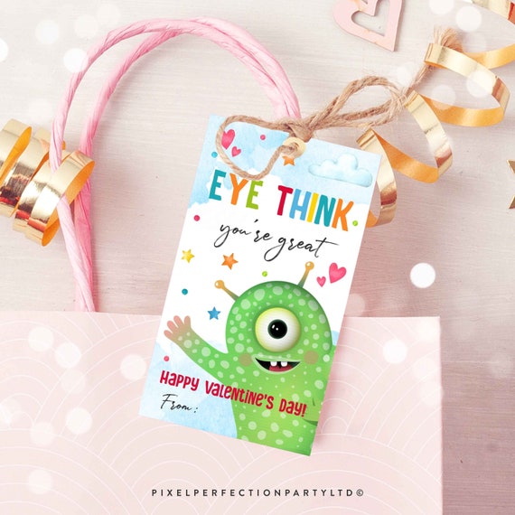Editable Monster Valentine's Day Gift Tag Valentine Monster Eye Think ...