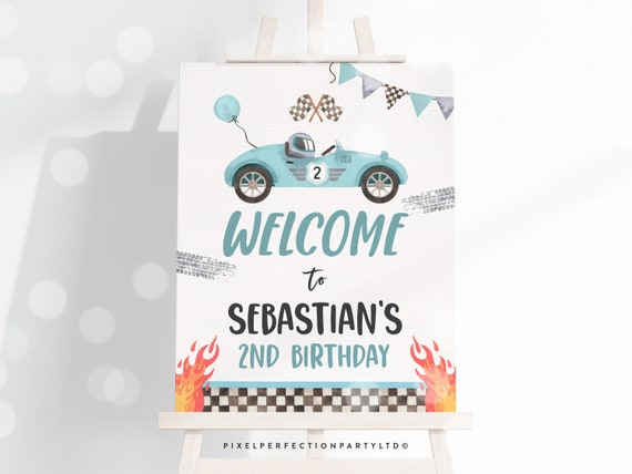 Editable Race Car Welcome Sign Two Fast Birthday Party Welcome - Etsy