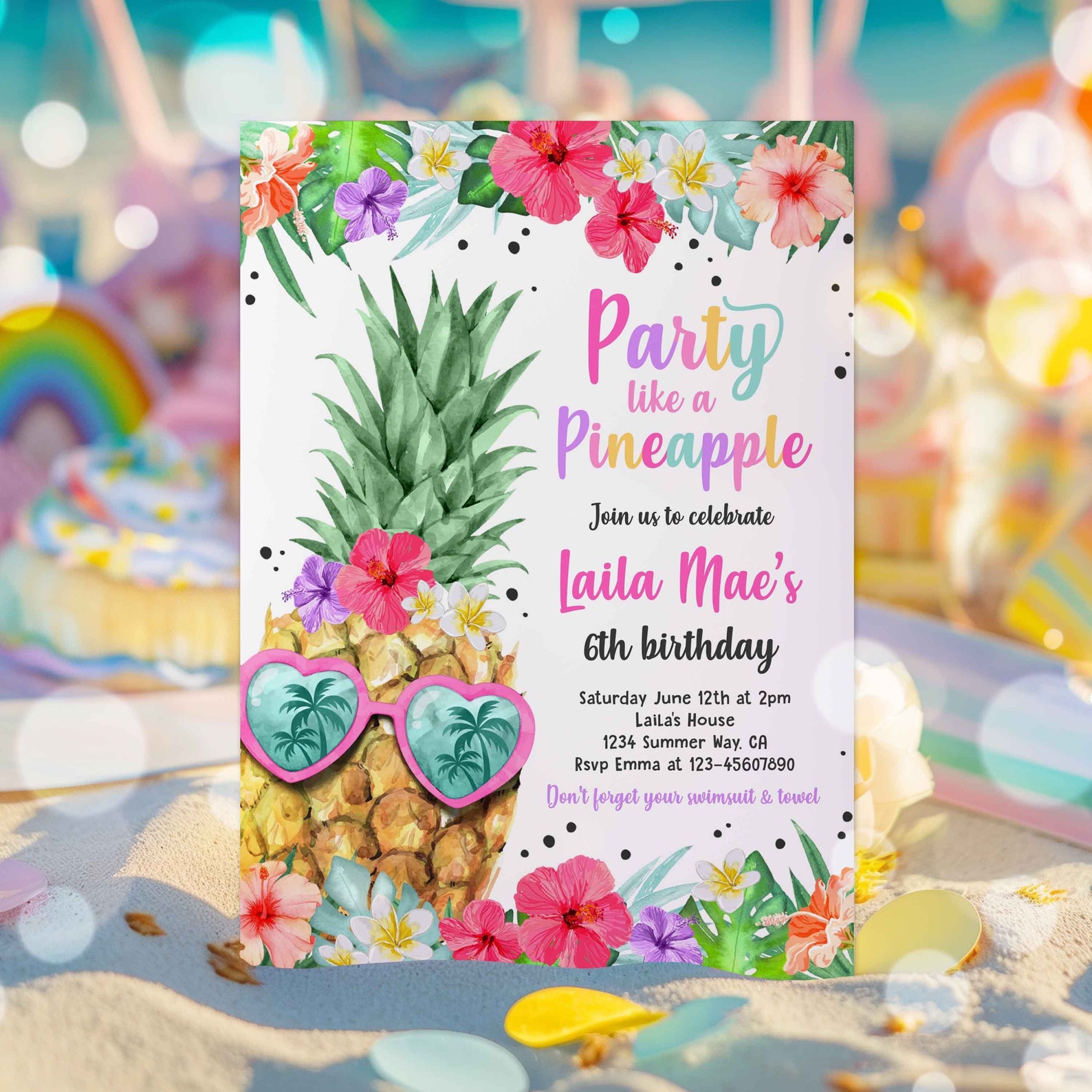 Editable Party Like A Pineapple Birthday Invitation Tropical Pineapple ...
