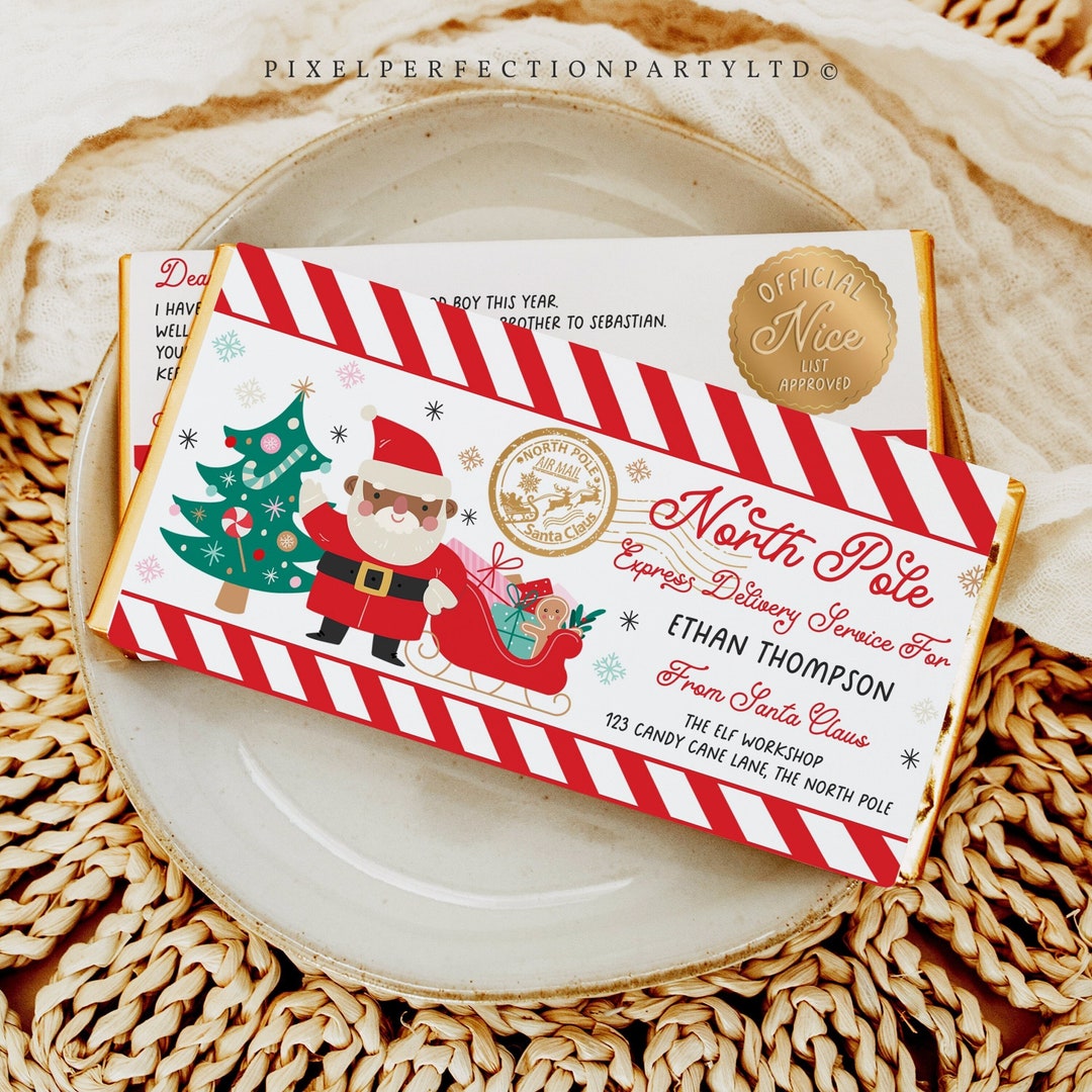 EDITABLE Personalized Candy Bar From Santa Claus Gift From Santa ...