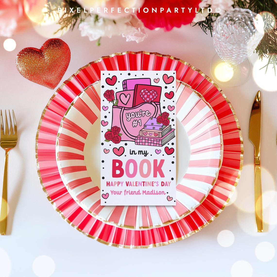 Editable Book Valentine's Day Gift Tag You're #1 in My Book Valentine's ...