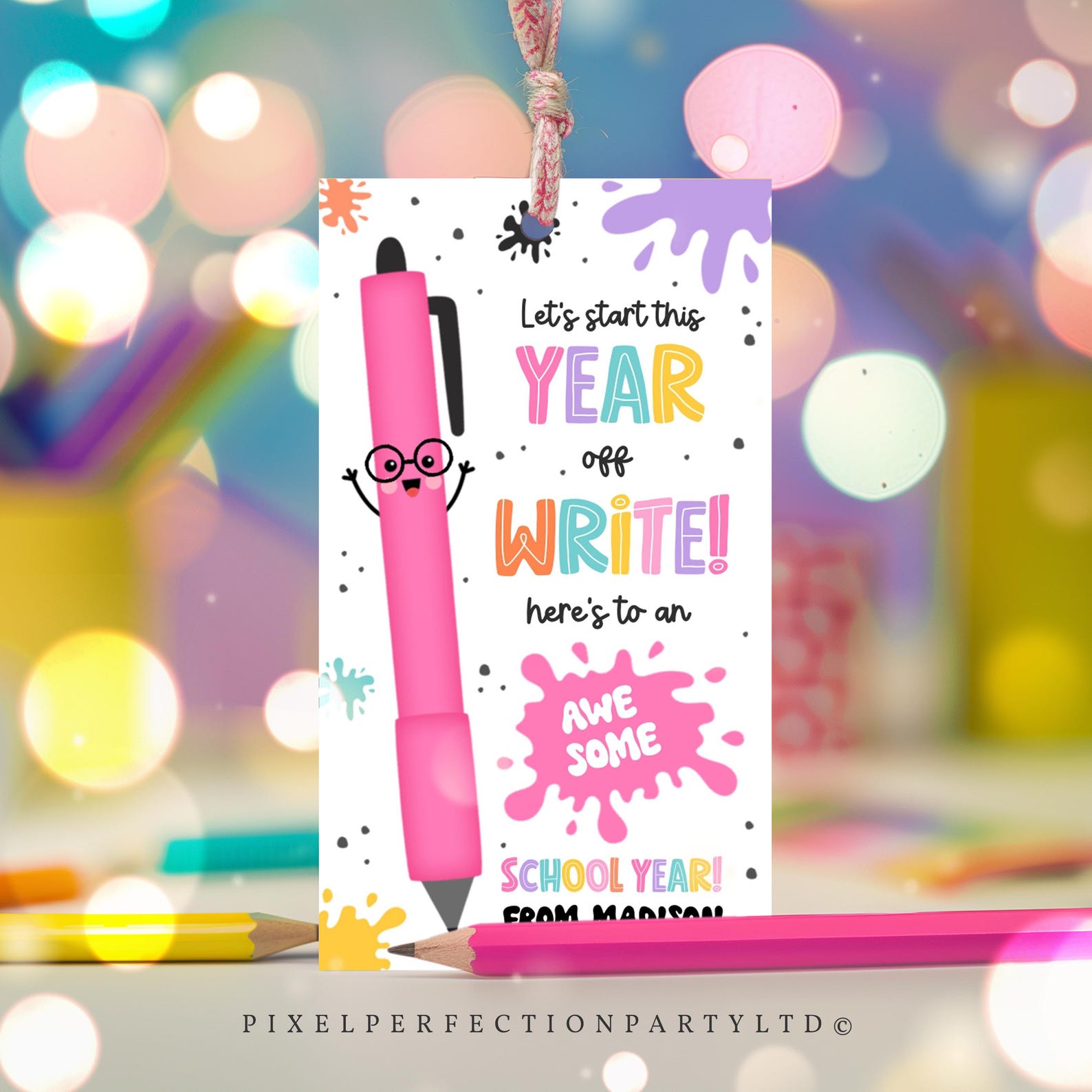 Editable Back to School Gift Tag Let's Start This Year Write Pen Gift ...