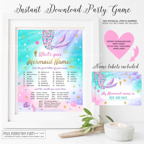 Mermaid Party Game Printable what's Your Mermaid - Etsy