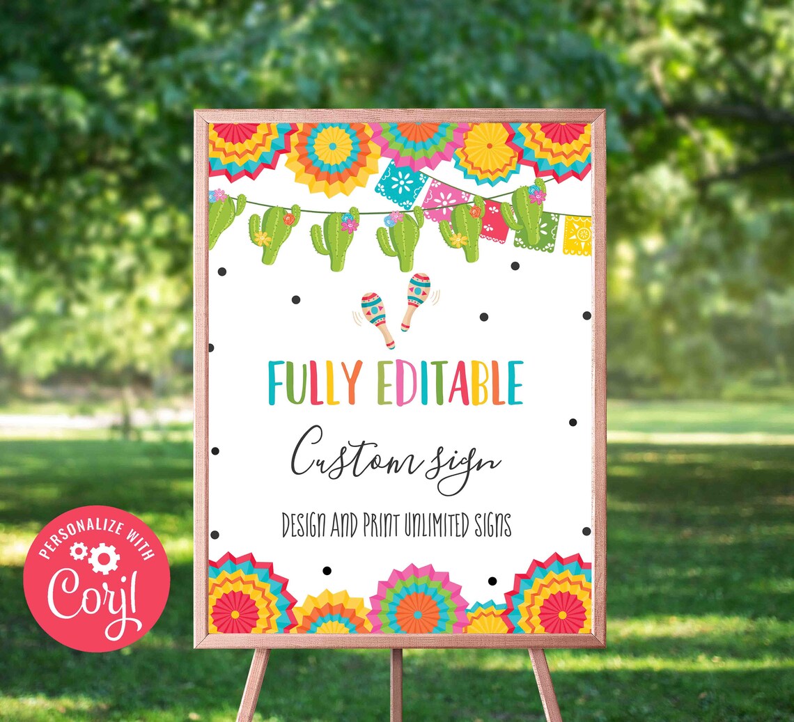 Editable Custom Sign Editable Fiesta Party Sign Editable - Etsy
