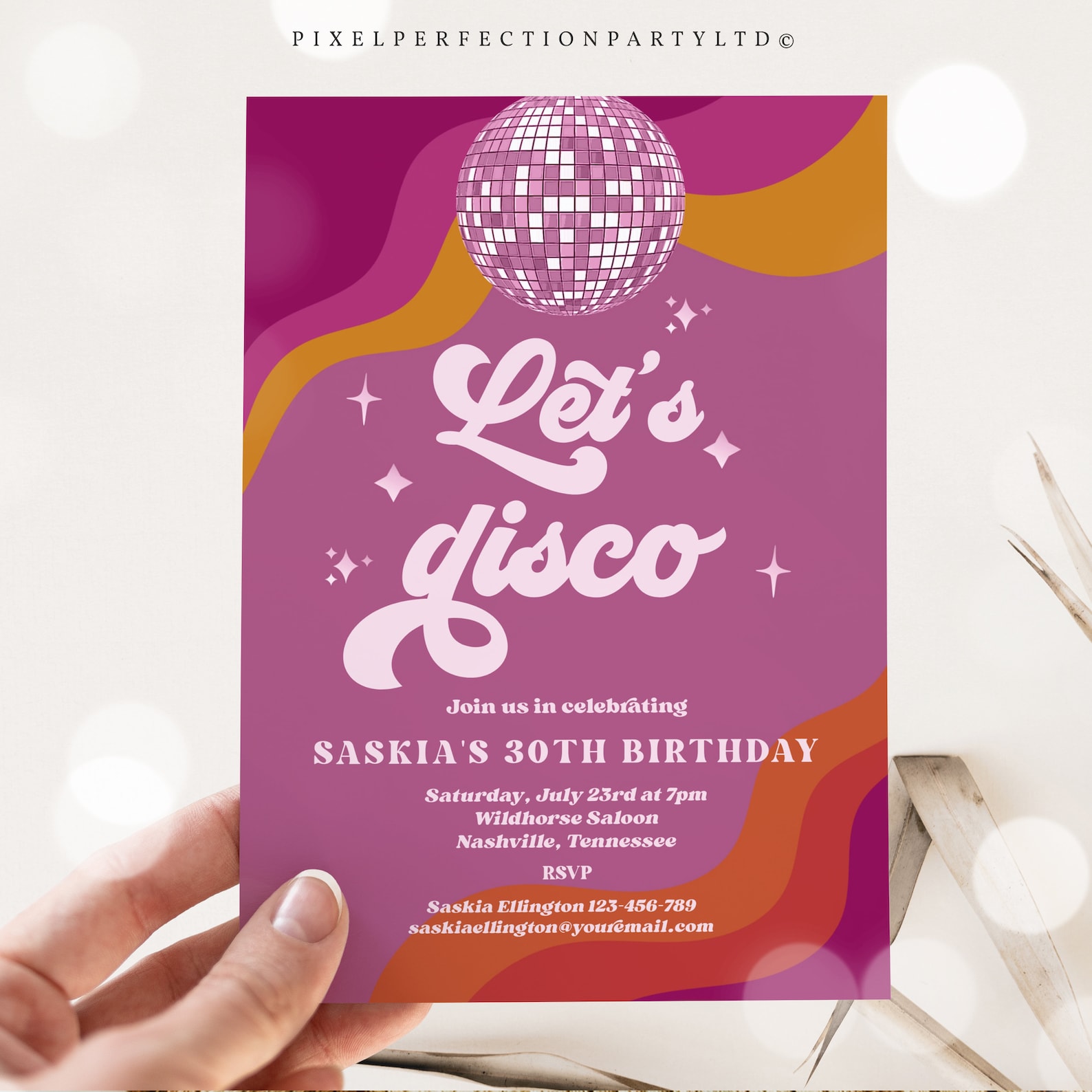Editable Let's Disco Retro Birthday Party Invitation - Etsy