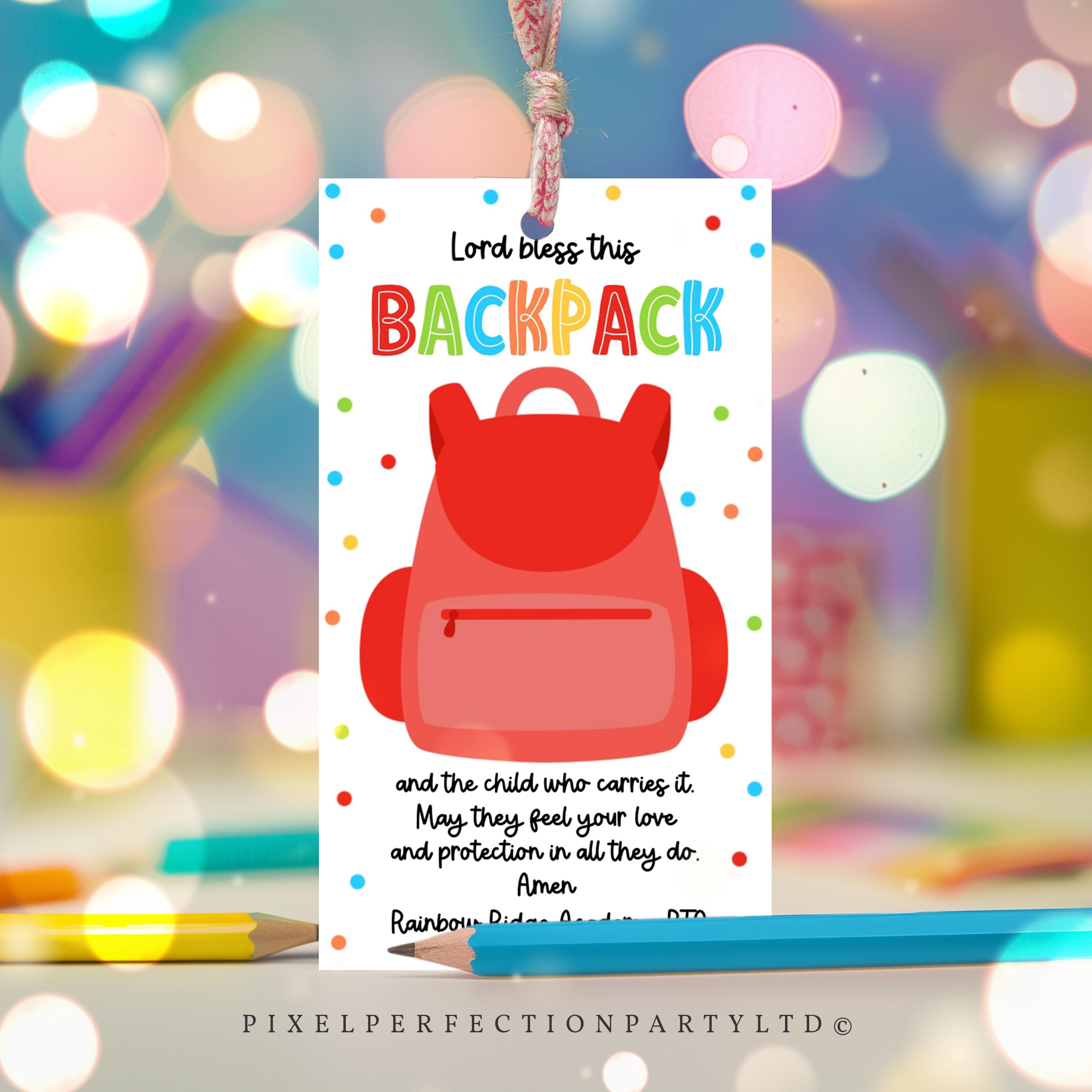 Editable Lord Bless This Backpack Tag Backpack Blessing Back to School ...