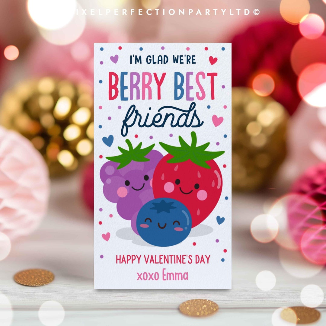 Editable Valentines Berry Gift Tag Valentines Glad We're Berry Best ...