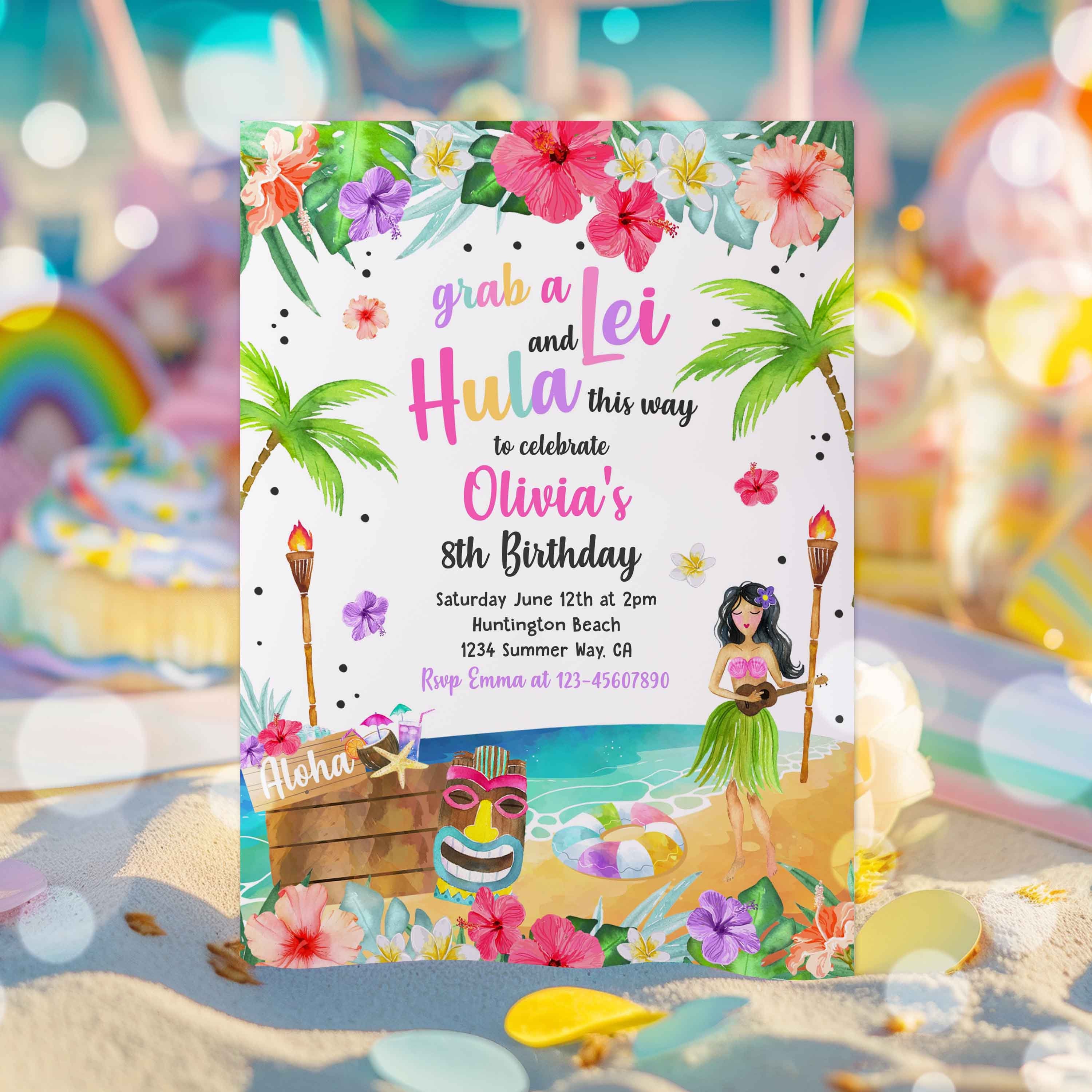 Luau Pool Party Invitation