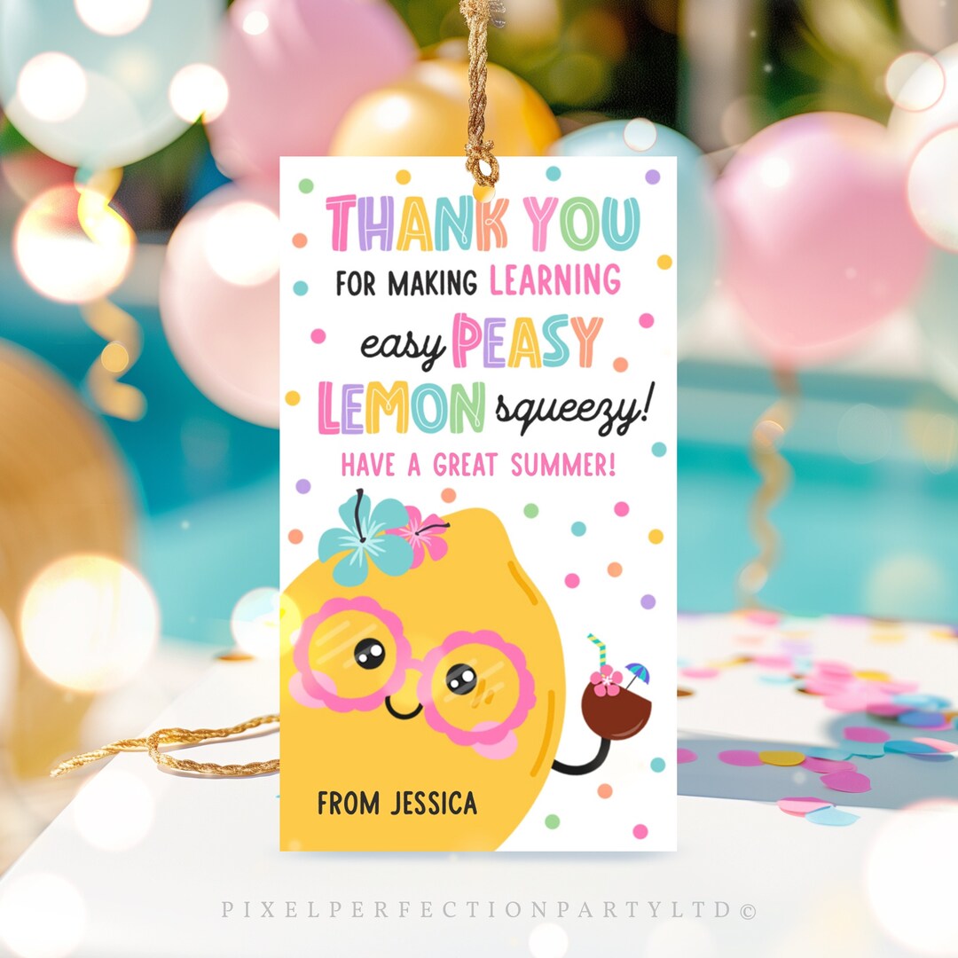 Editable Lemon Thanks for Making Learning Easy Peasy Lemon Squeezy ...