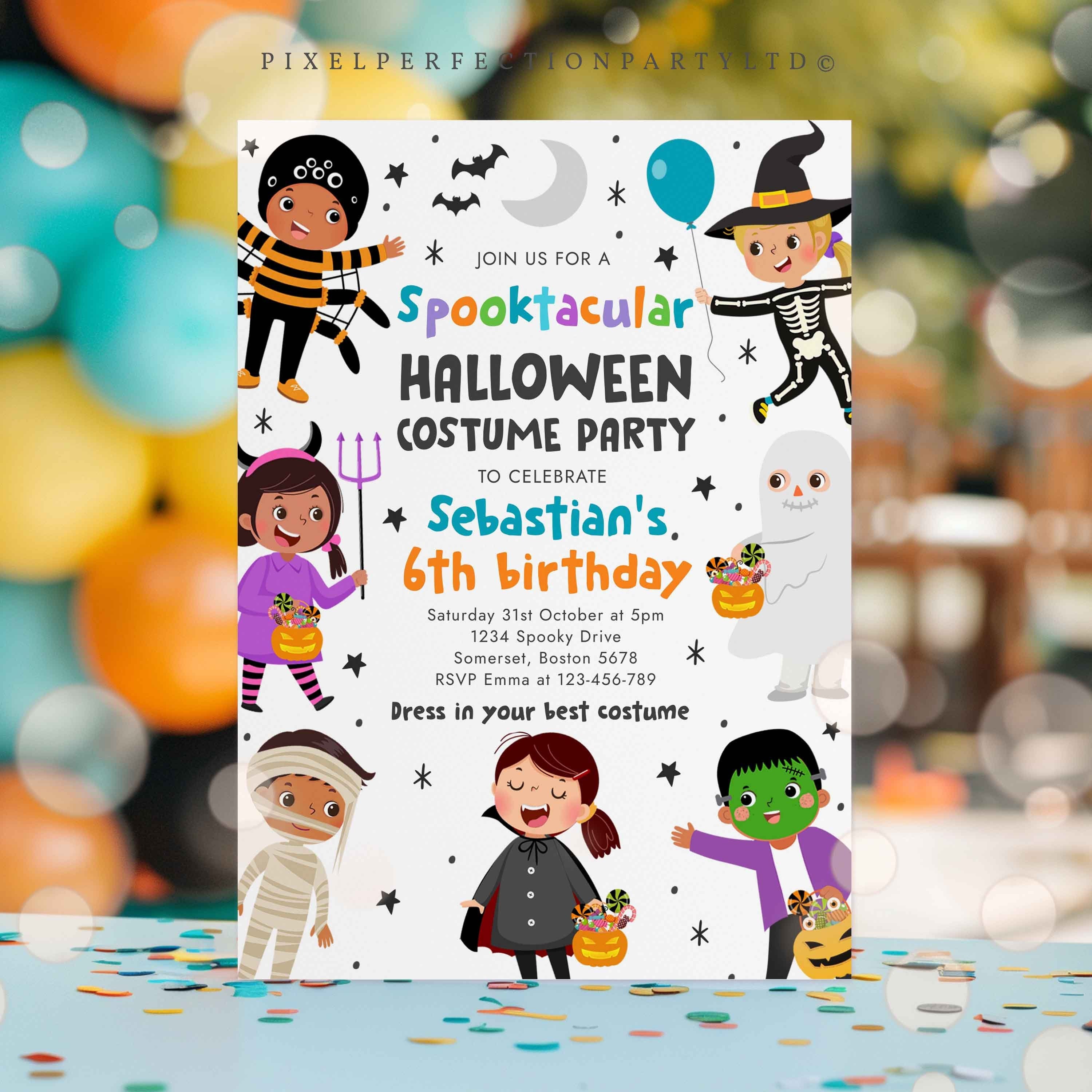 Kids Halloween Costume Party Invitations