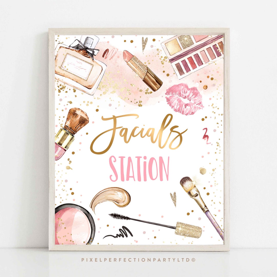 Spa Makeup Party Facials Station Table Party Sign Glitz and - Etsy