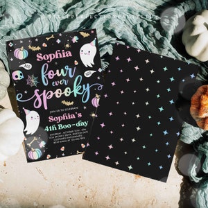 Editable Four Ever Spooky Halloween Ghost 4th Birthday Party - Etsy UK