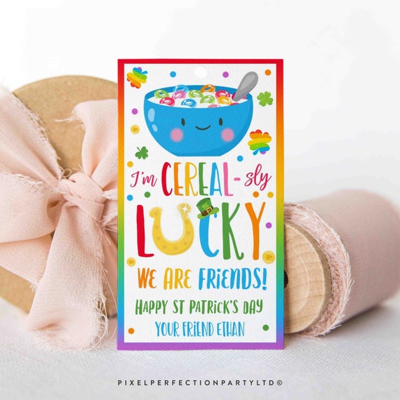 Editable St. Patrick's Day Cereal Gift Tag St Patrick's Day I'm Cereal ...