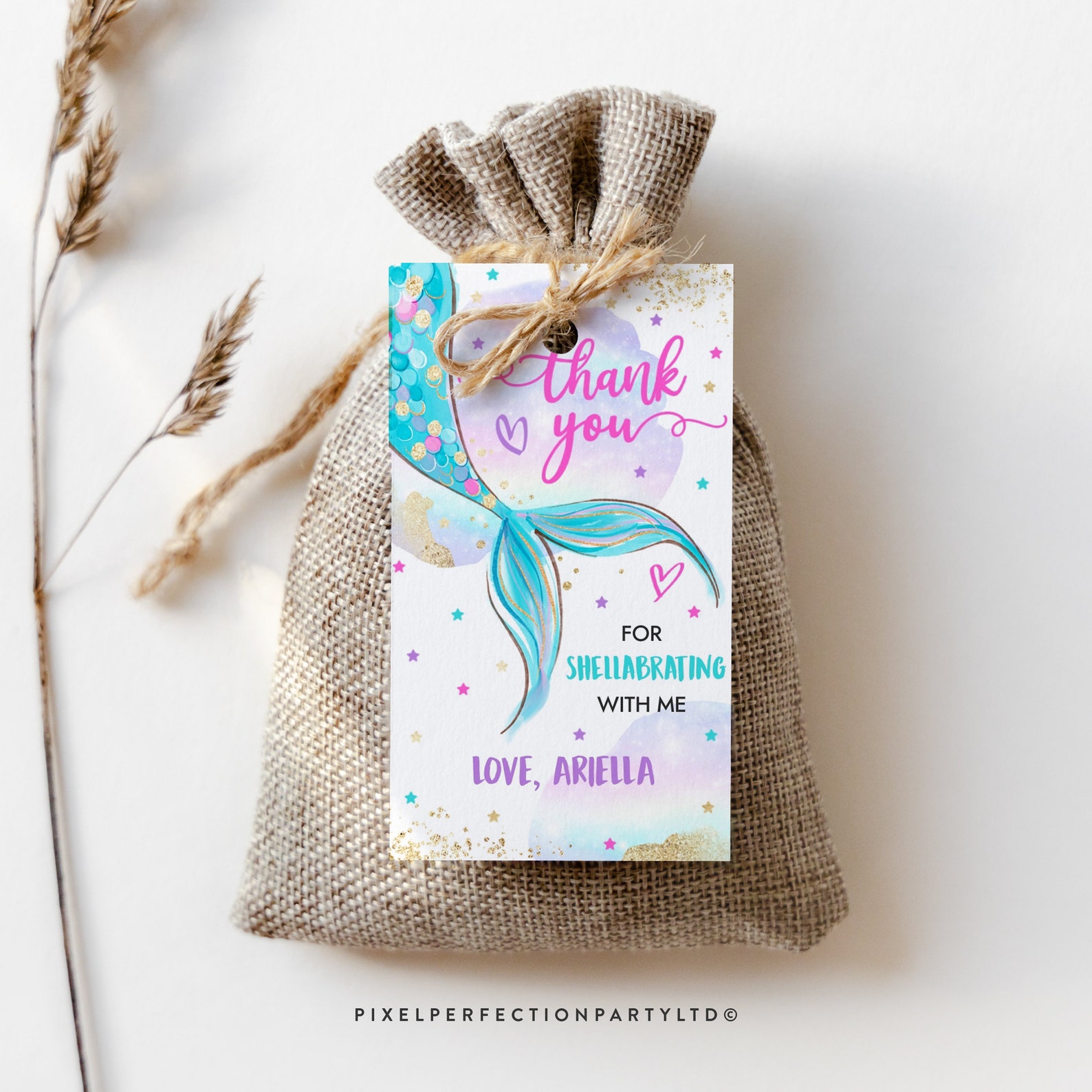 Editable Mermaid Birthday Favor Tag Mermaid Gift Tag Whimsical - Etsy