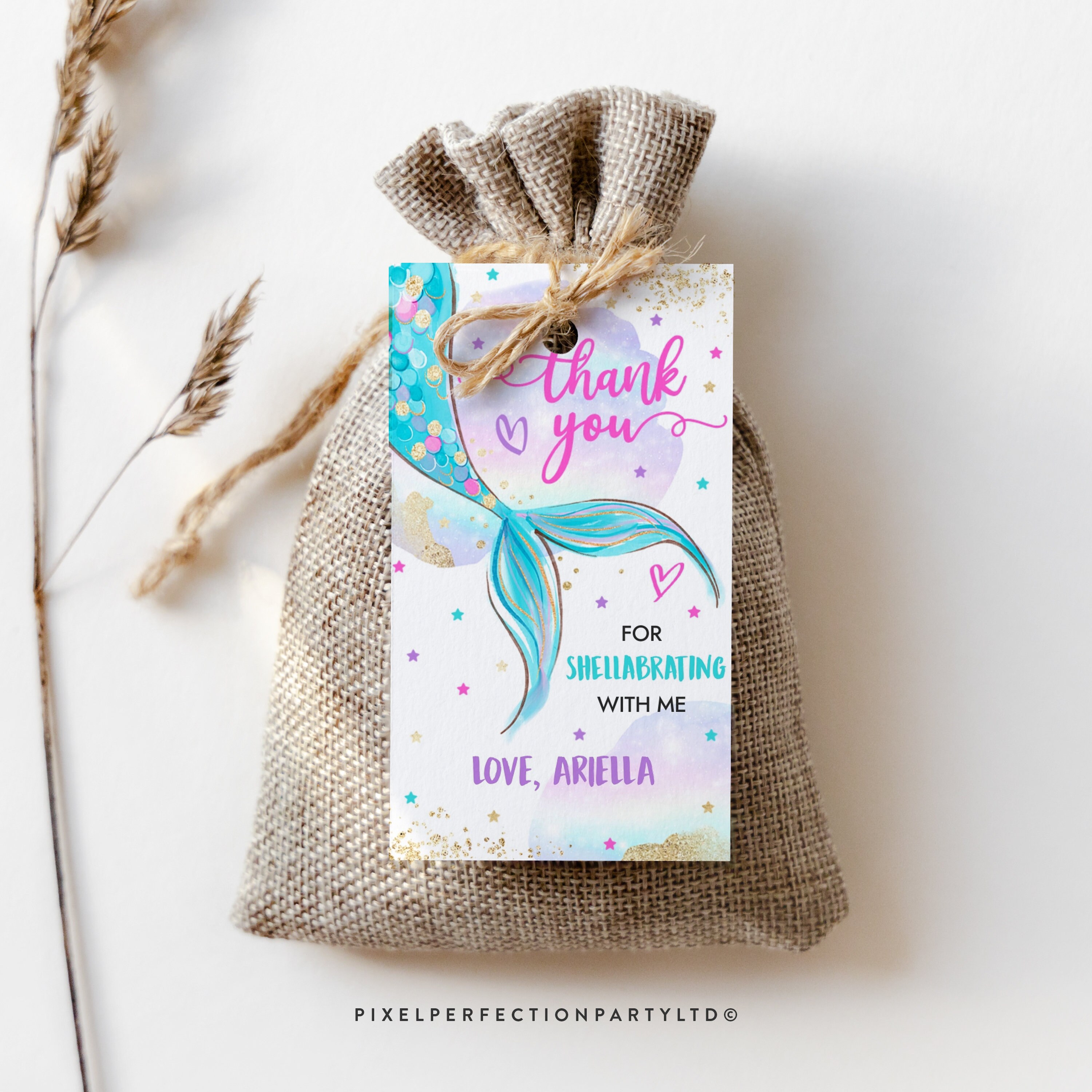 Editable Mermaid Birthday Favor Tag Mermaid Gift Tag Whimsical | Etsy