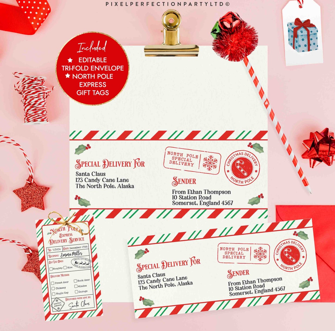 EDITABLE Official Letter to & From Santa Kit Mailing Label - Etsy UK