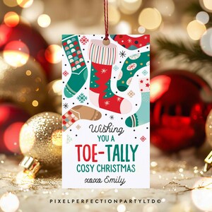 Editable Wishing You A Toe-tally Cosy Christmas Socks Gift Tag Fuzzy ...