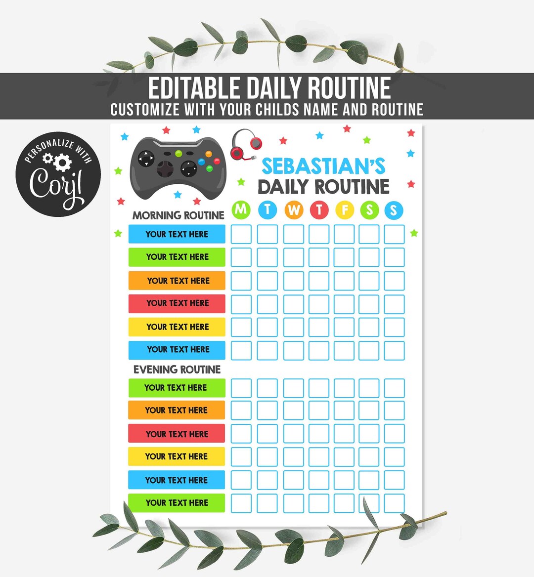 Editable Video Game Daily Routine Chart Morning Evening Daily - Etsy Canada