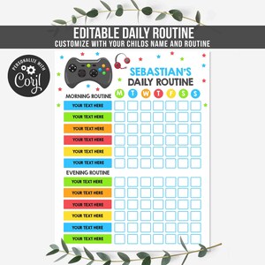 Editable Video Game Daily Routine Chart Morning Evening Daily - Etsy Canada