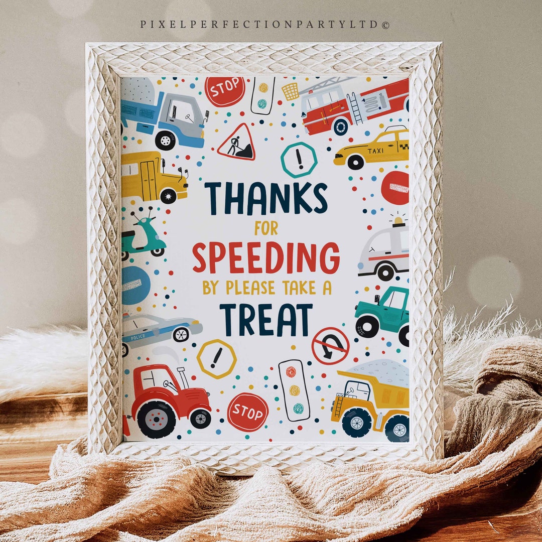 Transportation Birthday Please Take a Treat Table Sign Trucks Cars ...