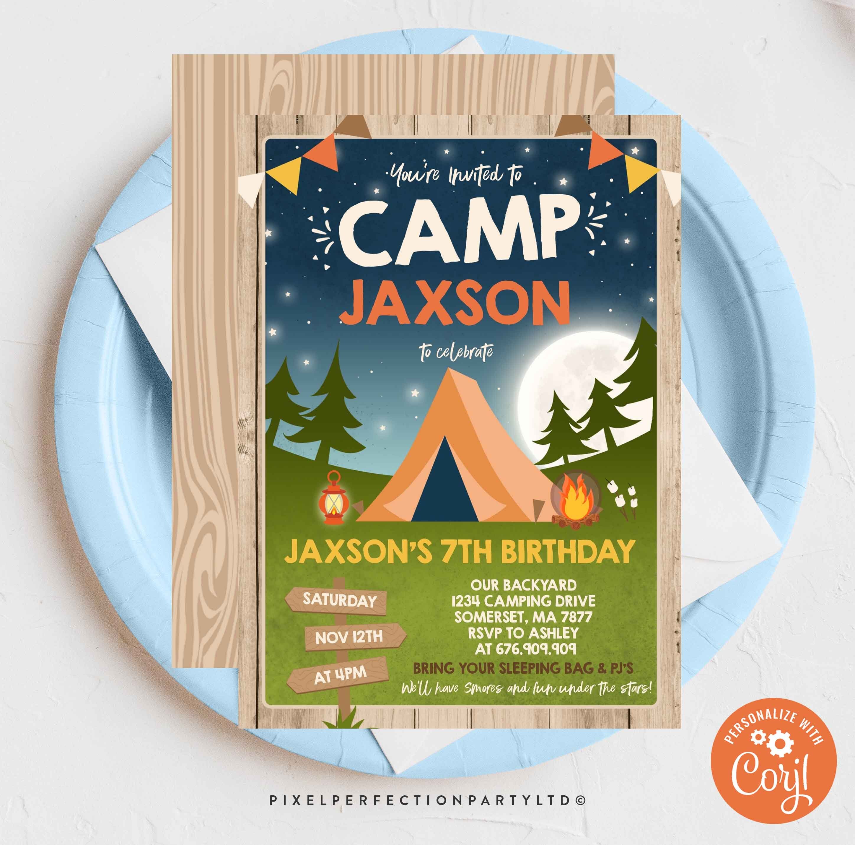 Camping Birthday Invitation Camping Party Invitation Camp Out - Etsy