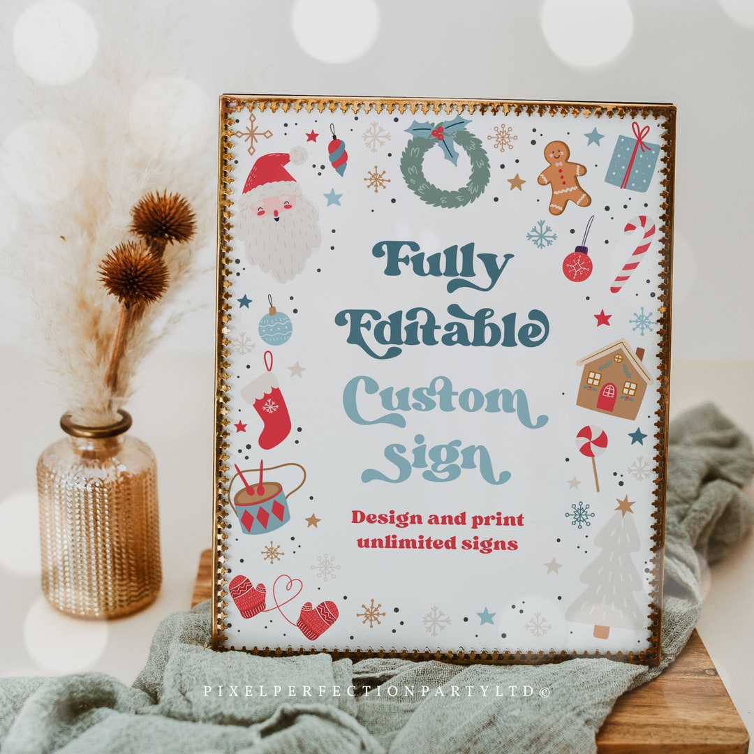 Editable Christmas Birthday Party Custom Sign Oh What Fun Christmas ...