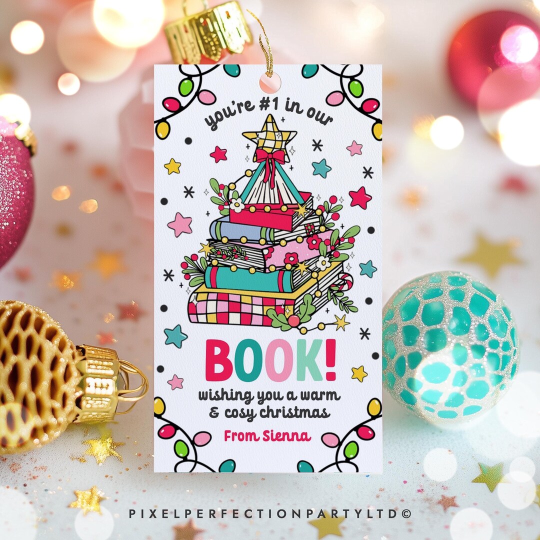 Editable Book Christmas Gift Tag Teacher Book Gift Tag Number 1 in Our ...