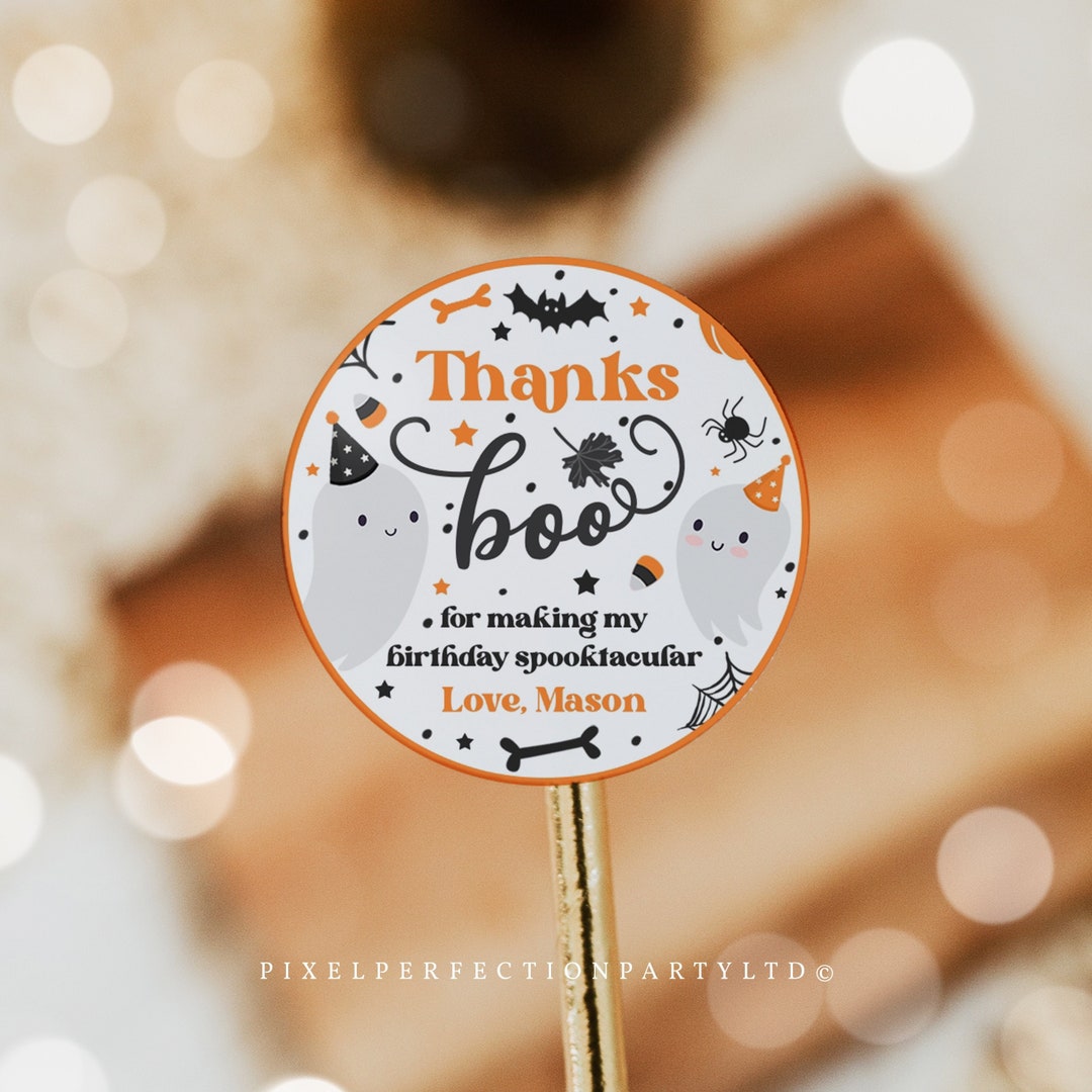 Editable Halloween Ghost Birthday Party Favor Tags Cute Boy Ghost ...